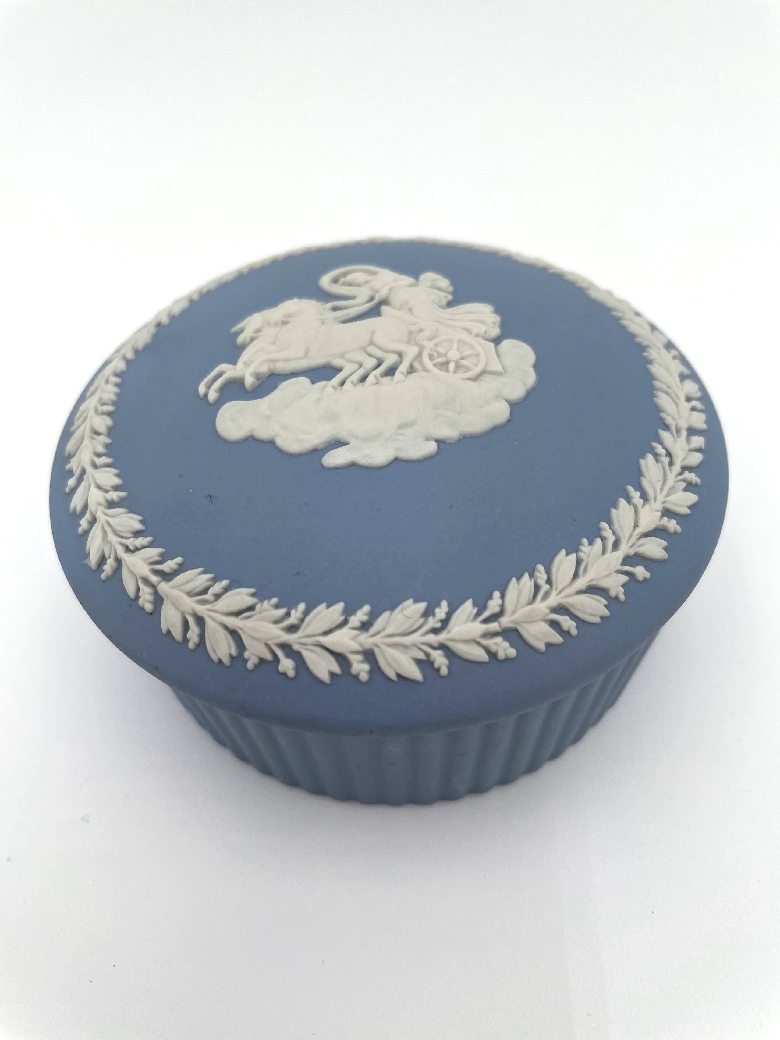 Wedgwood Jasperware Small Round Ribbed Box with lid | Lagniappe by Monique